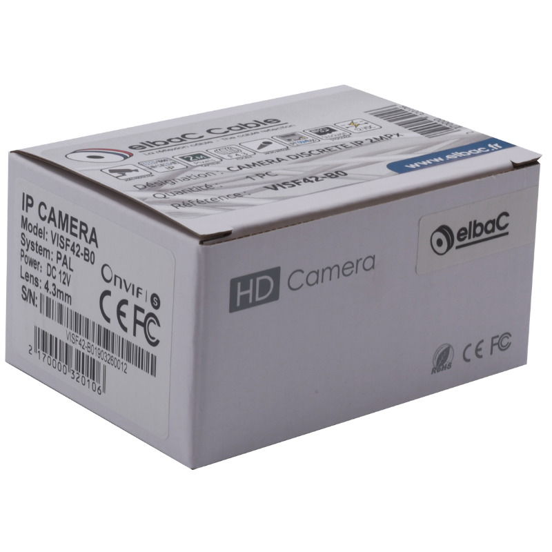 Caméra discrète IP 2MPx Boite 1 PC - VISF42-B0 - ELBAC - Caméras de...